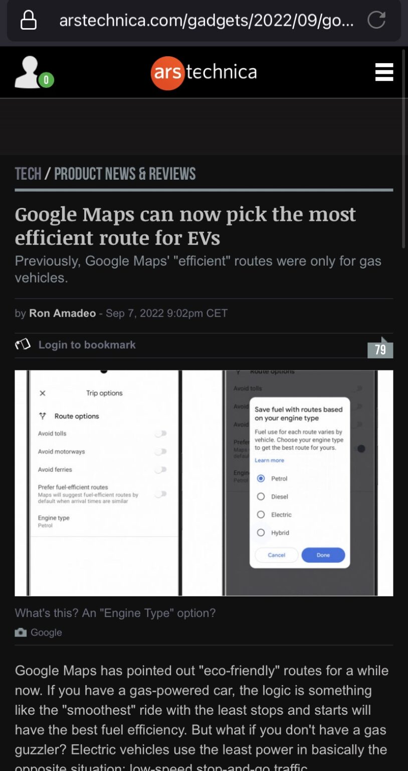 New Google Maps interface promoting electric vehicle mobility – Michiel ...